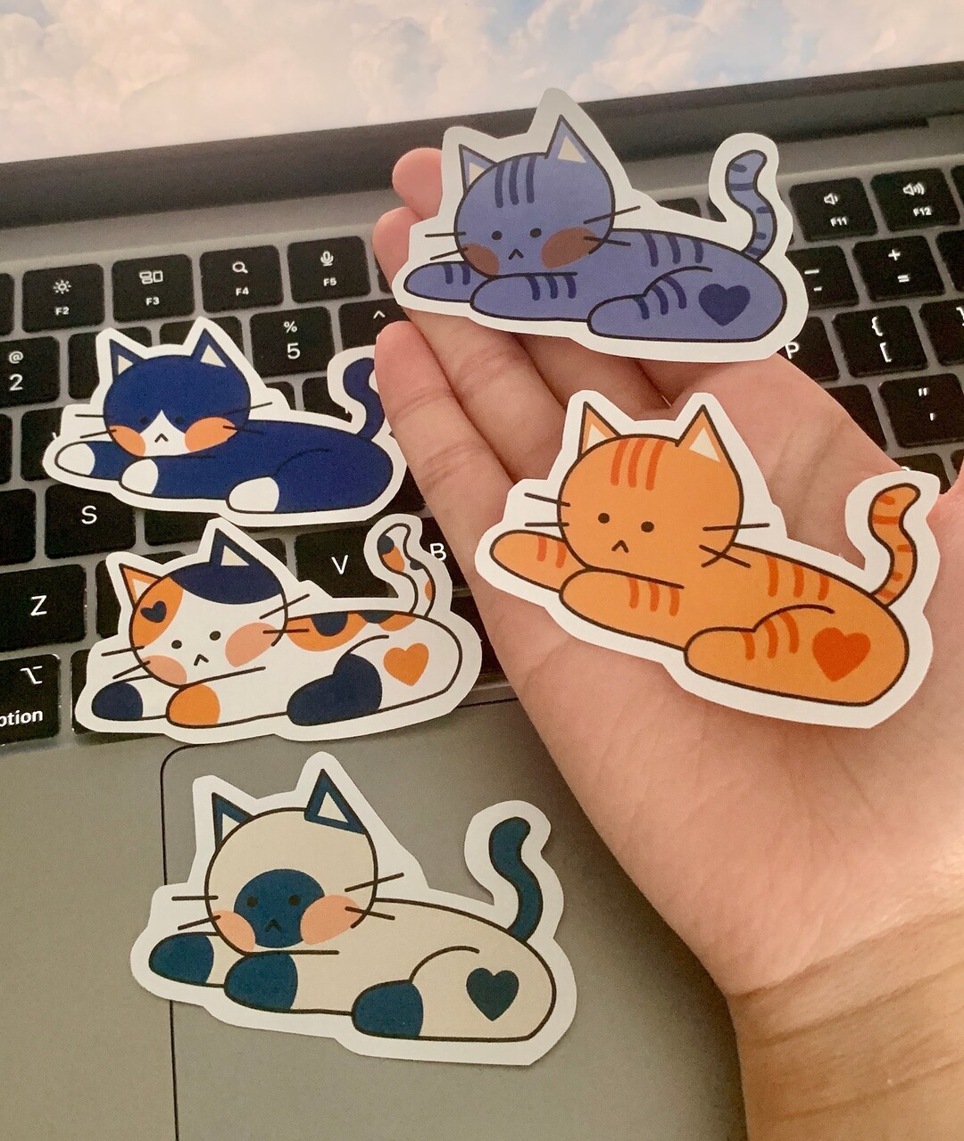 Valentine Cats Paper Stickers | Cute Stationary Stickers | Cat Laying ...