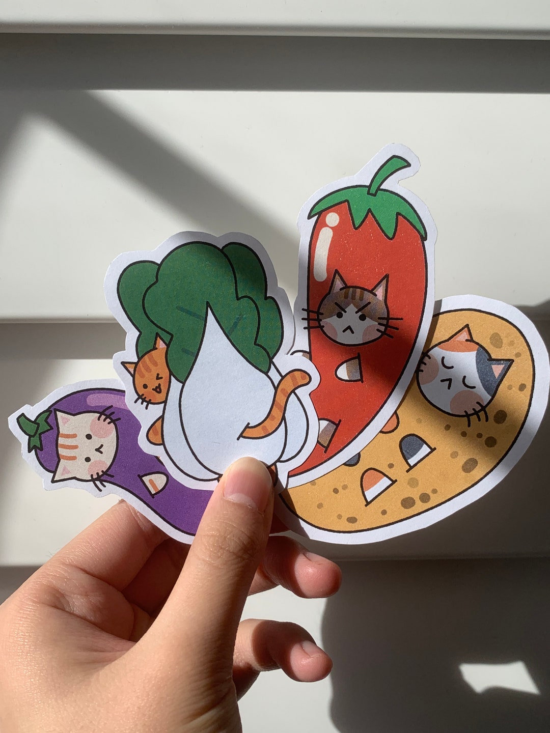 Vegetable Cat Paper Stickers Veggie Cats Cute Cat Stickers - Etsy