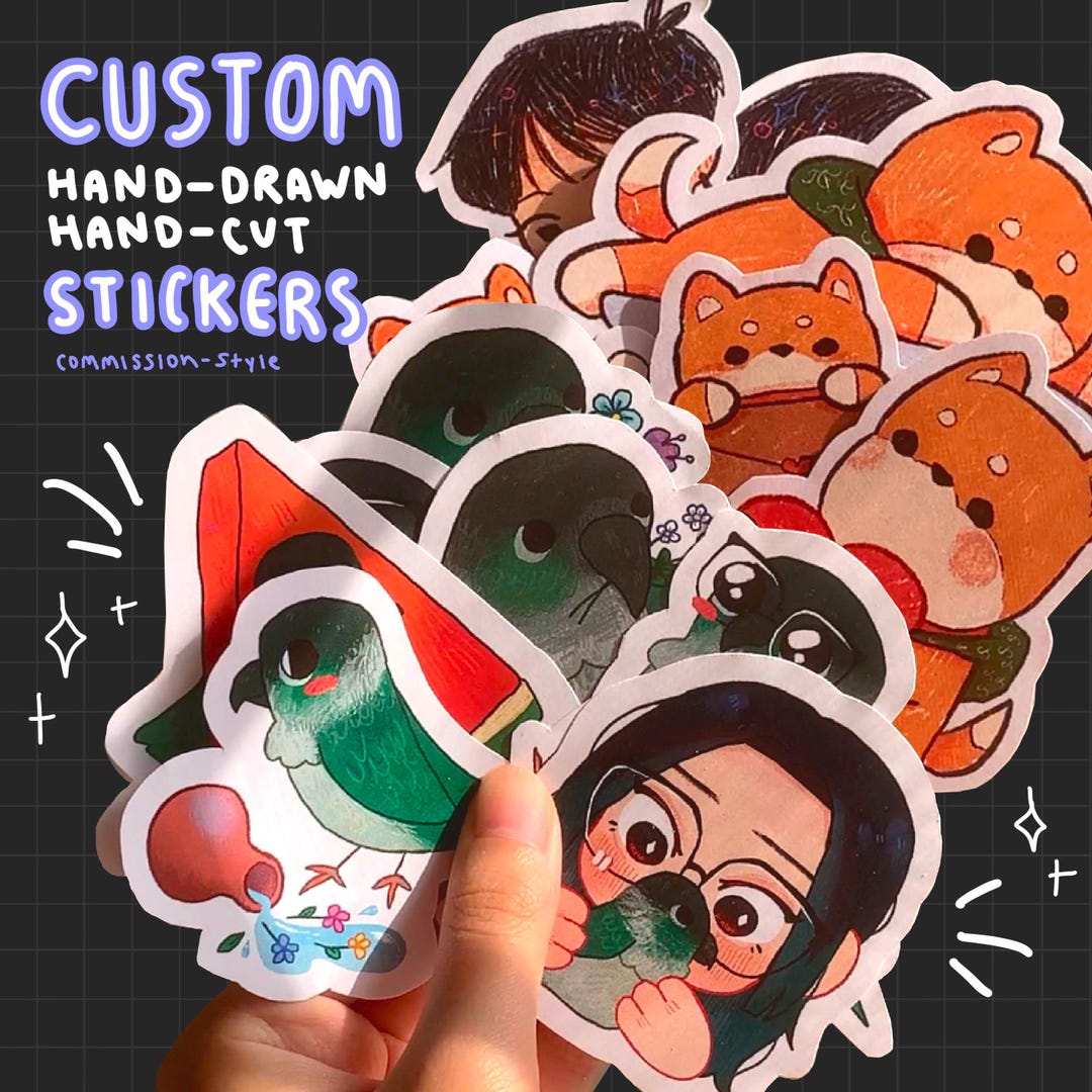Personalized Hand Cut & Drawn Stickers | Commission Cute Stickers - Etsy