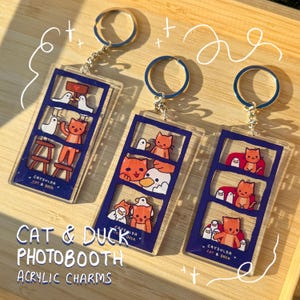 Photo Booth Cat and Duck Acrylic Charm | Cat Keychains | Duck Keychain ...