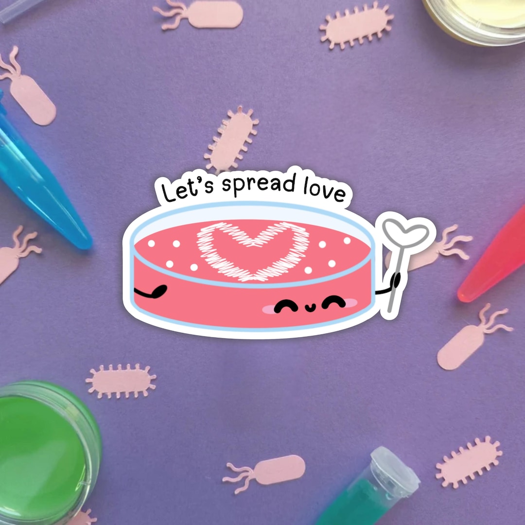 Handmade Petri Dish Kawaii Sticker: Microbiology Gift for Lab Tech ...