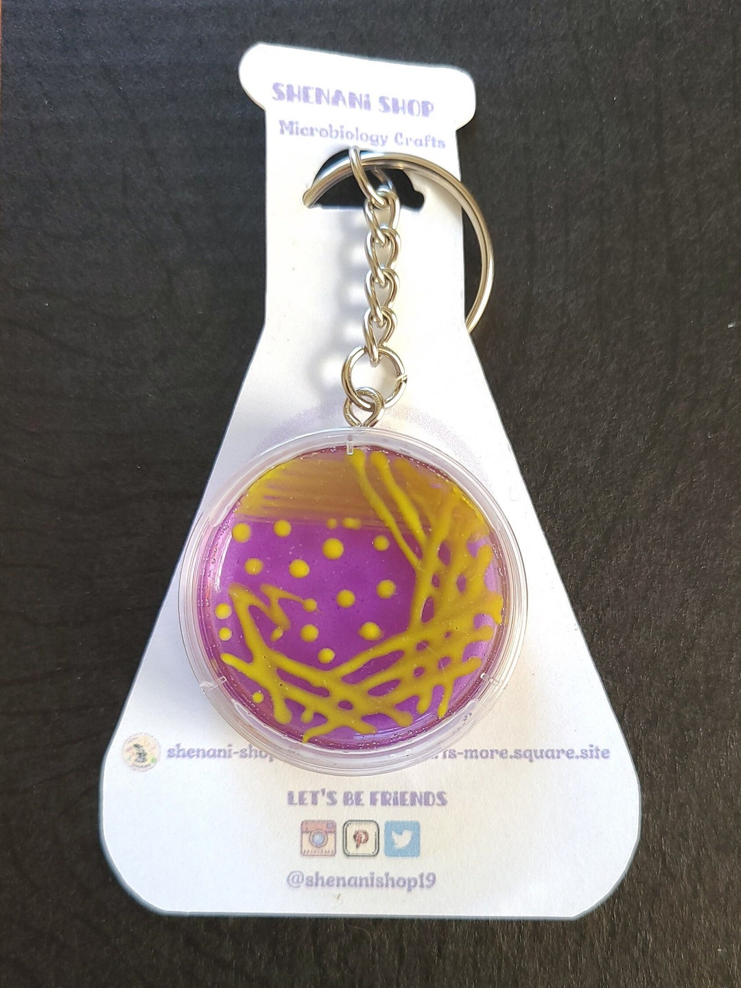S. Aureus Purple Agar Petri Dish Keychain: Handmade Microbiology Lab ...
