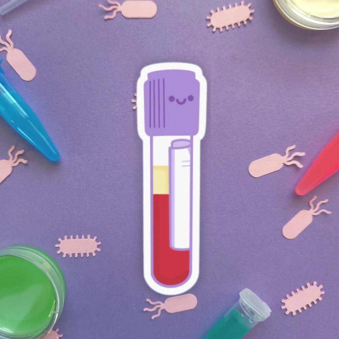 Kawaii Phlebotomy Tube Stickers: Handmade Lab Tech Stickers - Etsy