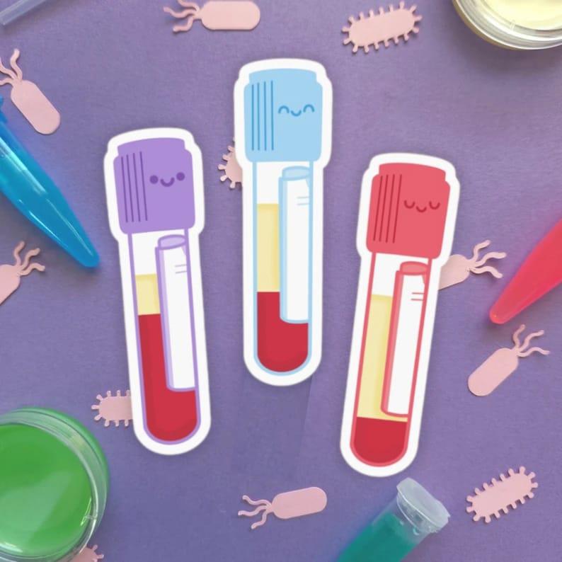 Kawaii Phlebotomy Tube Stickers: Handmade Lab Tech Stickers - Etsy