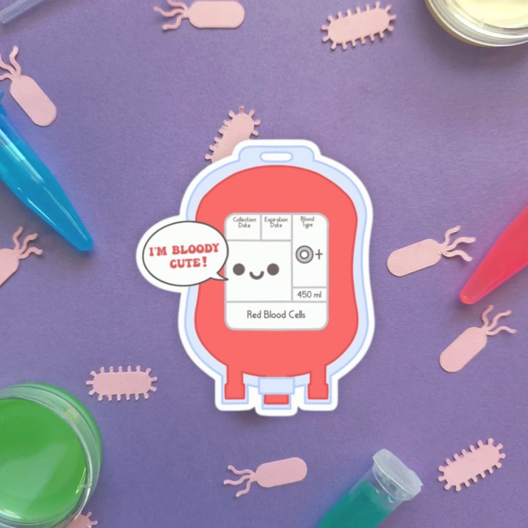Phlebotomist Bloody Cute Blood Bag Sticker|blood Bank,mlt,laboratory ...