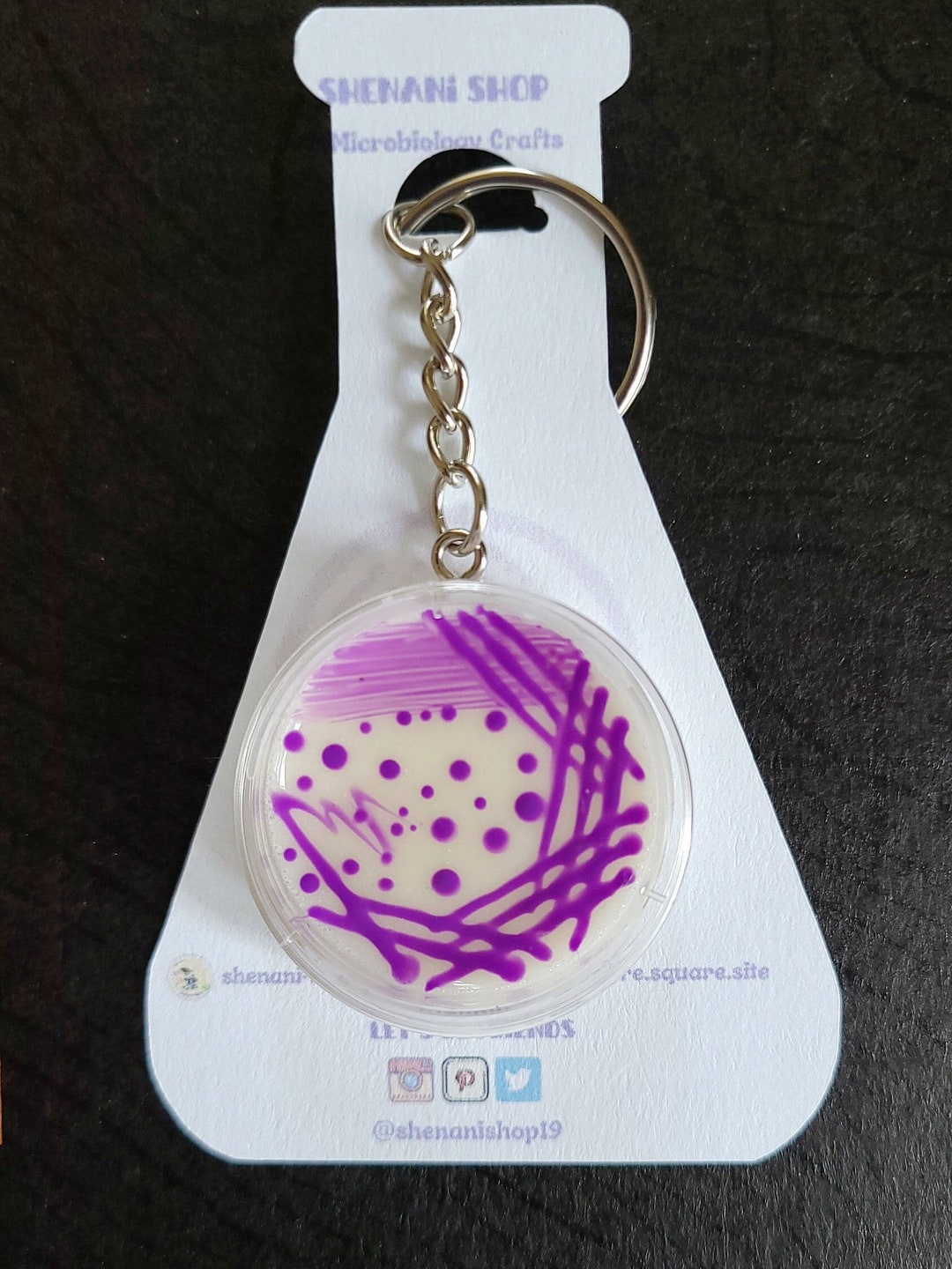 Handmade Petri Dish Keychain: Klebsiella Brilliance Agar, Microbiology ...
