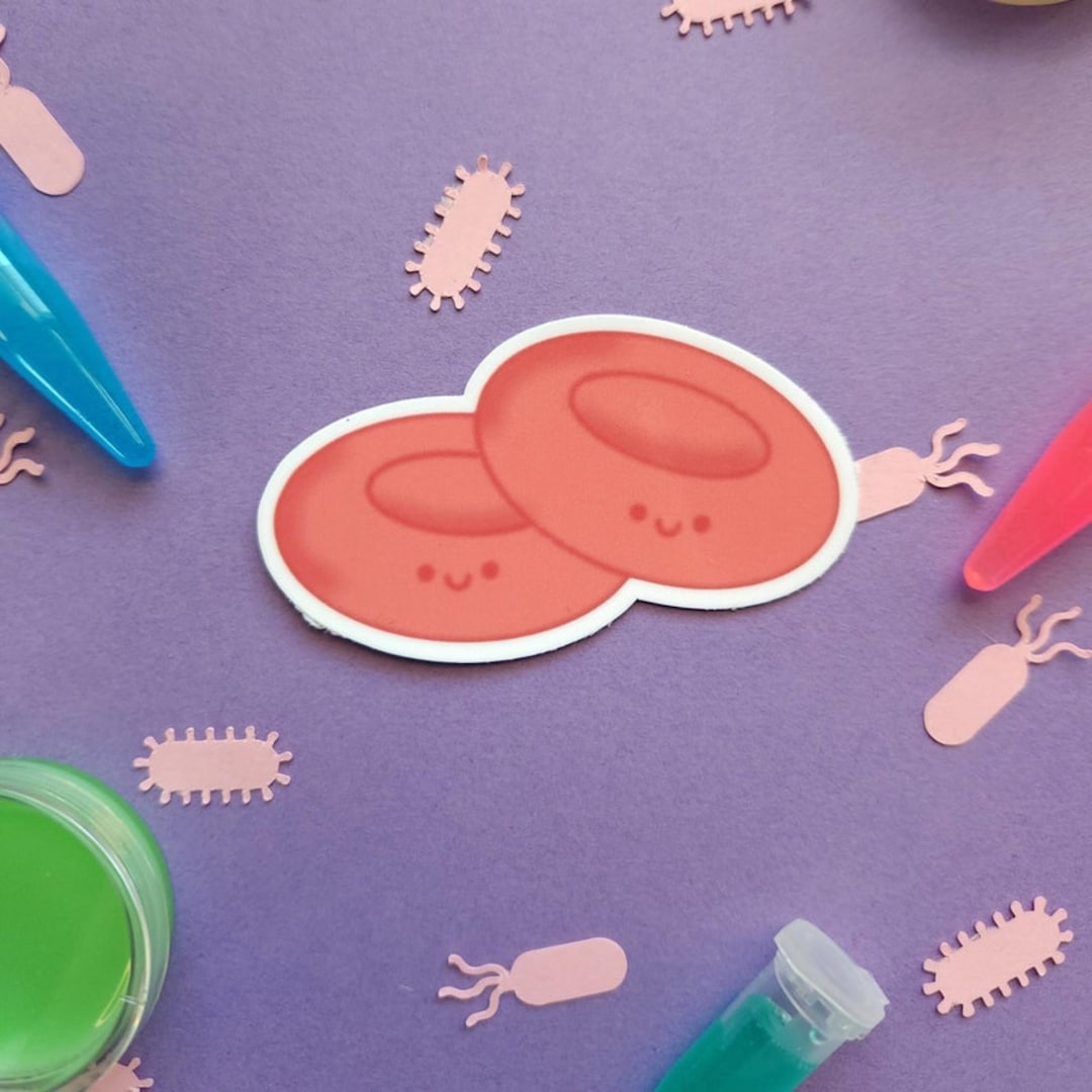 Red Blood Cell Sticker| Kawaii Hematology Vinyl Decal for Lab Tech ...