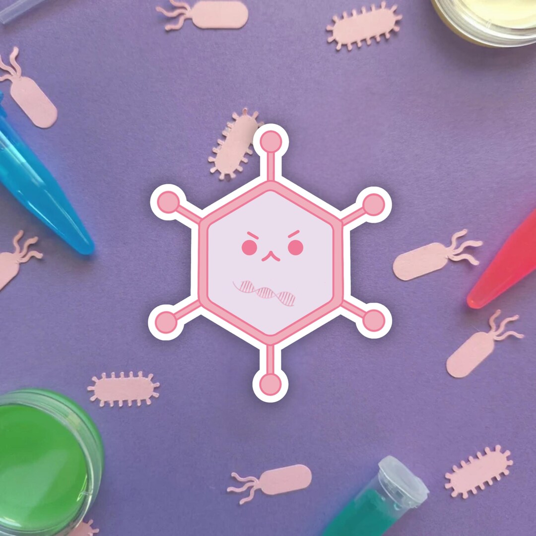 Kawaii Microbiology Adenovirus Sticker | Virology & Immunology Lab ...