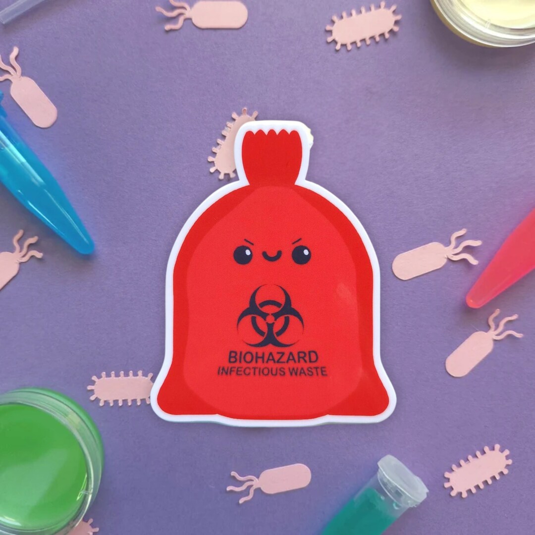 Kawaii Biohazard Waste Bag Sticker: Lab Tech Gift - Etsy