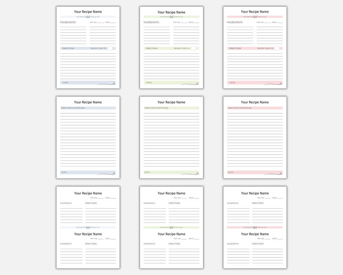 Editable Recipe Page Bundle - Fillable Cookbook Pages - Personalized ...