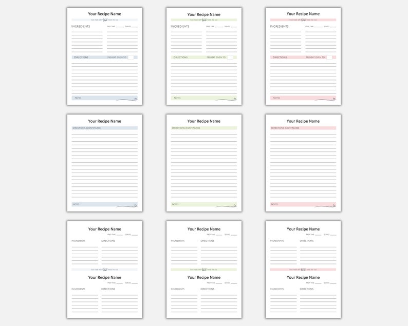 Editable Recipe Page Bundle - Fillable Cookbook Pages - Personalized ...