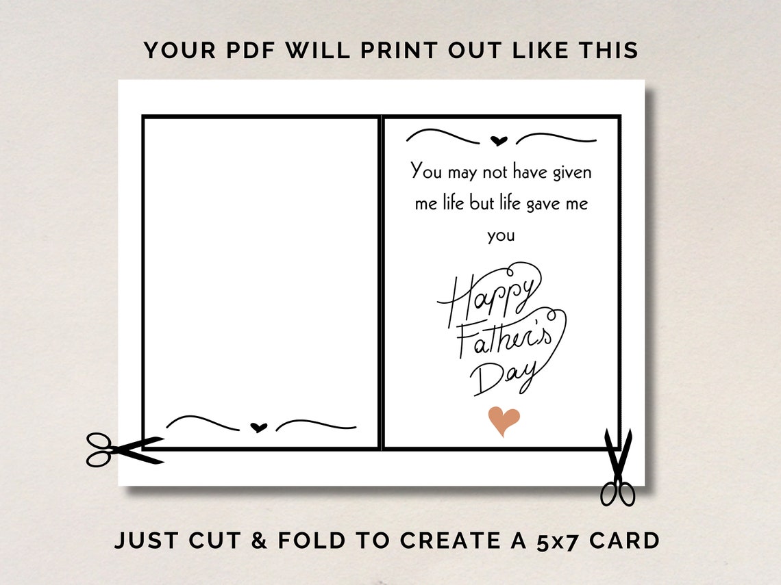 Printable Stepdad Father's Day Card; Printable Father's Day Card for ...