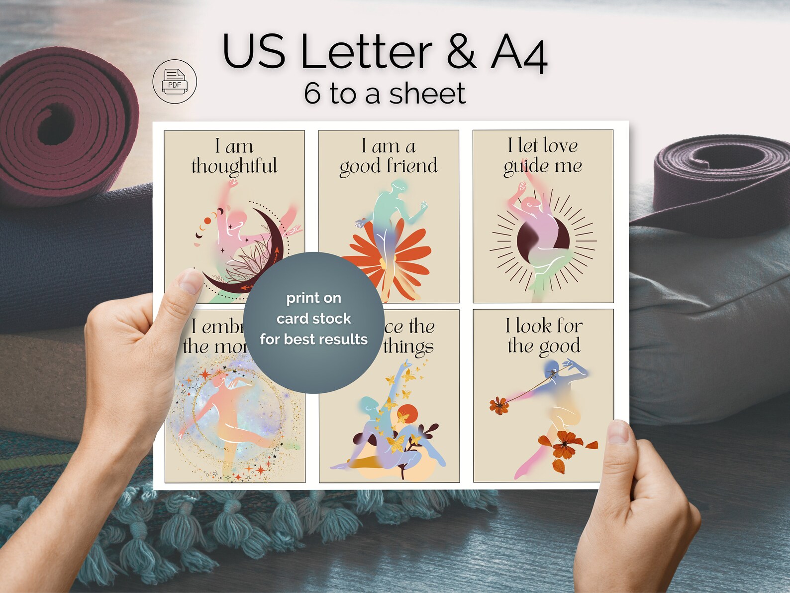 24 Affirmation Cards Printable: Positive Quotes for Self Care - Etsy