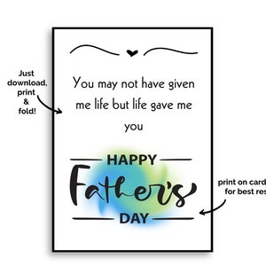 Printable Stepdad Father's Day Card Printable Father's Day Card for ...