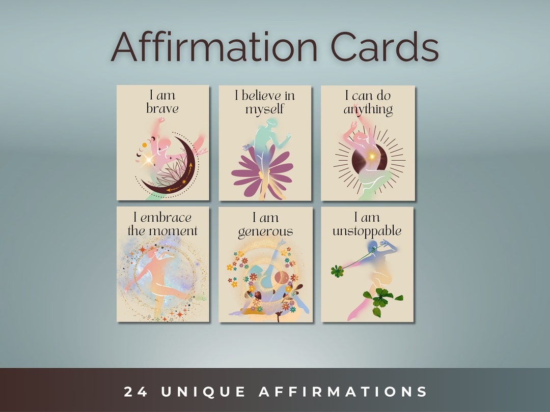 24 Affirmation Cards Printable: Positive Quotes for Self Care - Etsy