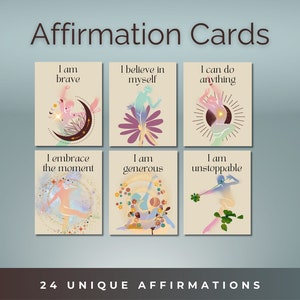 24 Affirmation Cards Printable: Positive Quotes for Self Care - Etsy