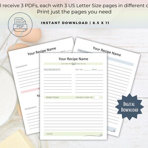 Editable Recipe Page Bundle - Fillable Cookbook Pages - Personalized ...