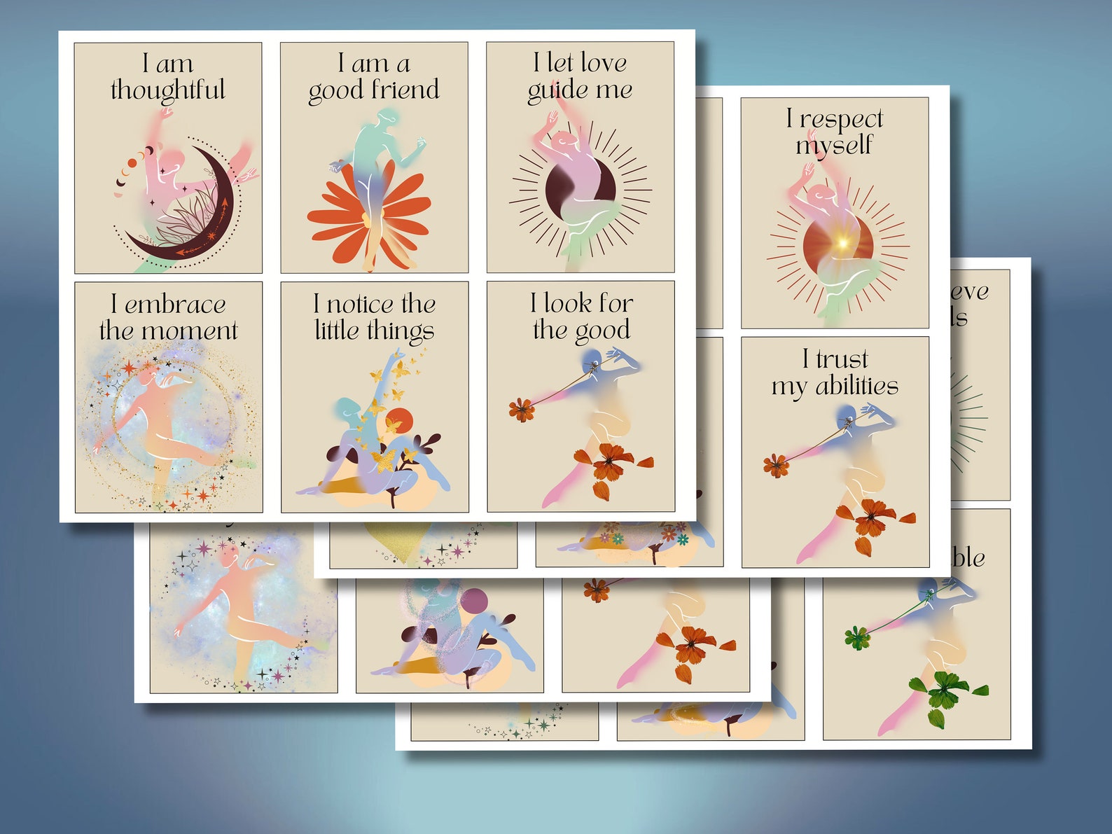 24 Affirmation Cards Printable: Positive Quotes for Self Care - Etsy