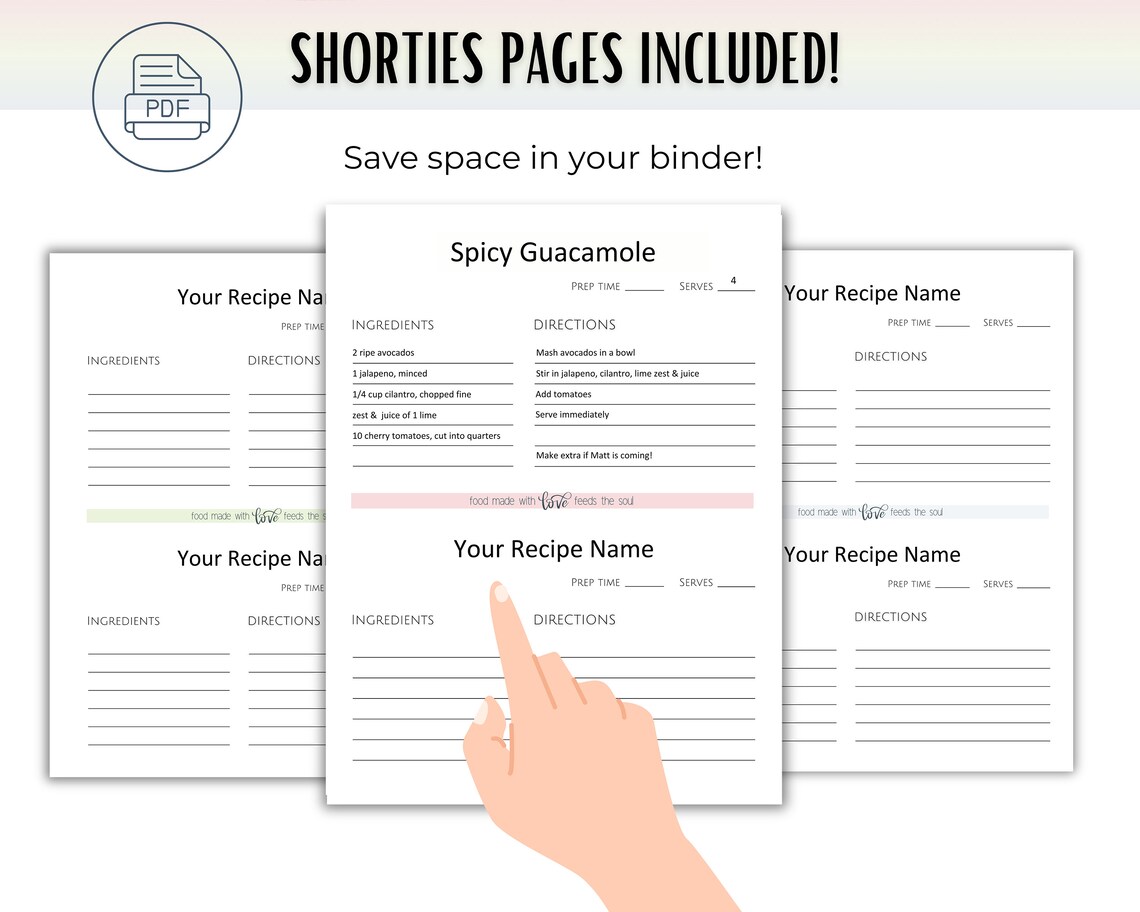 Editable Recipe Page Bundle - Fillable Cookbook Pages - Personalized ...