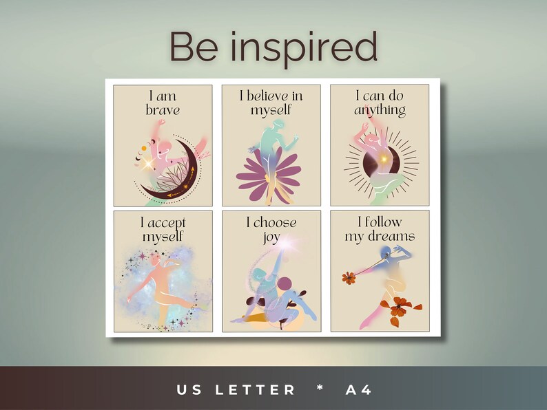 24 Affirmation Cards Printable: Positive Quotes for Self Care - Etsy