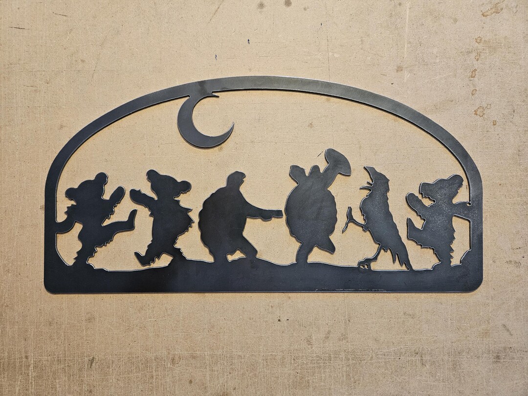 Dead Moonwalk Dancing Bear Metal Art Sign, Turtles Under the Moon Metal ...