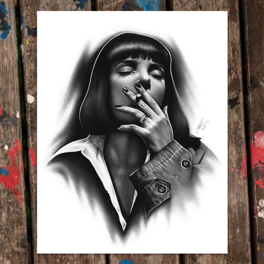 Mia Wallace Pulp Fiction Fine Art Graphite Portrait Artist Print - Etsy