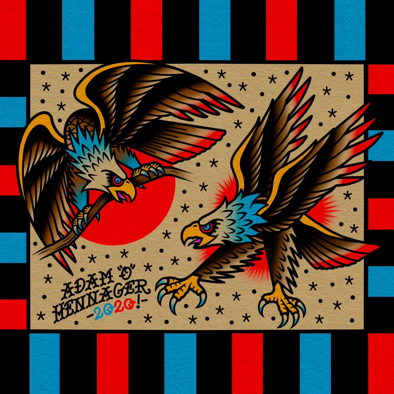Eagles | Neo-traditional Tattoo Flash Art Print | 11" X 14" - Etsy