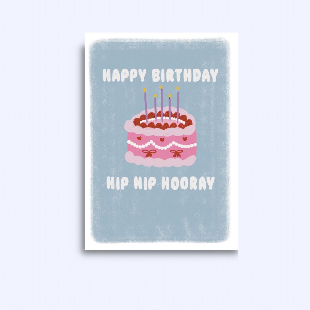 Happy Birthday Cake A6 Greeting Card - Etsy