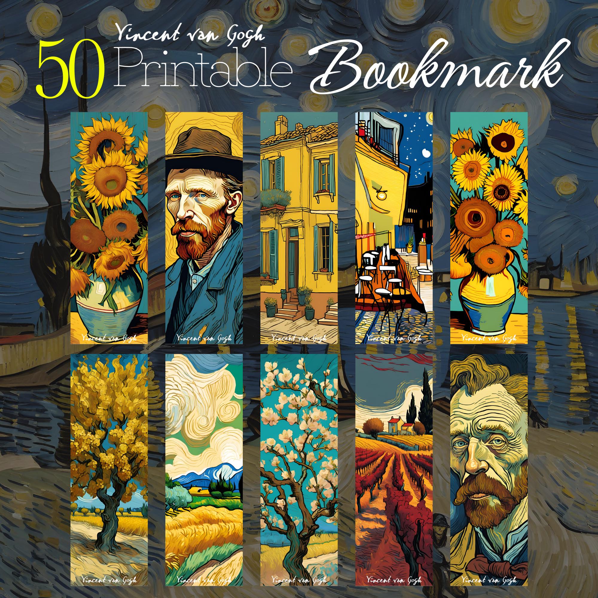 50 Van Gogh Printable Bookmarks Prints, Van Gogh Paintings Bookmark ...