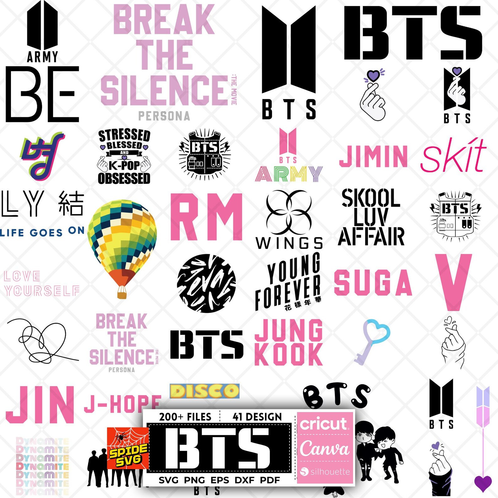 BTS 200 SVG Bundle, Bts Clipart, Kpop Svg, Stickers File, BT21 Svg, Bts Merch, BTS Fandom, Bts ...