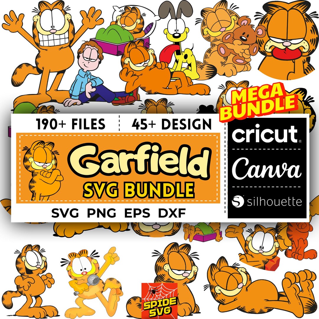 Paquete SVG de Garfield, paquete PNG de Garfield, Eps de Garfield ...