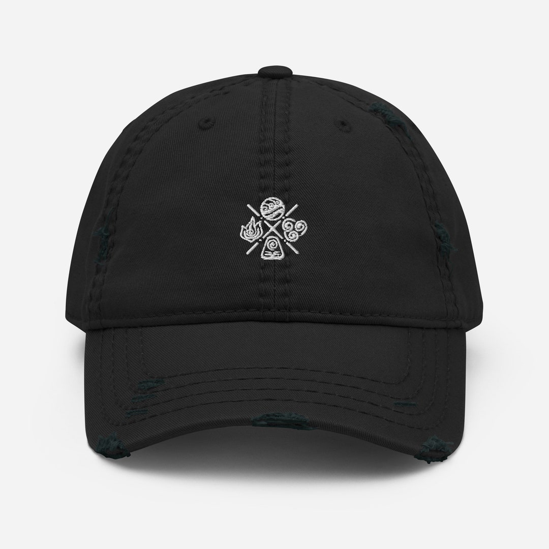 Embroidered ATLA Inspired Elements Distressed Hat, Jasmine Dragon ...