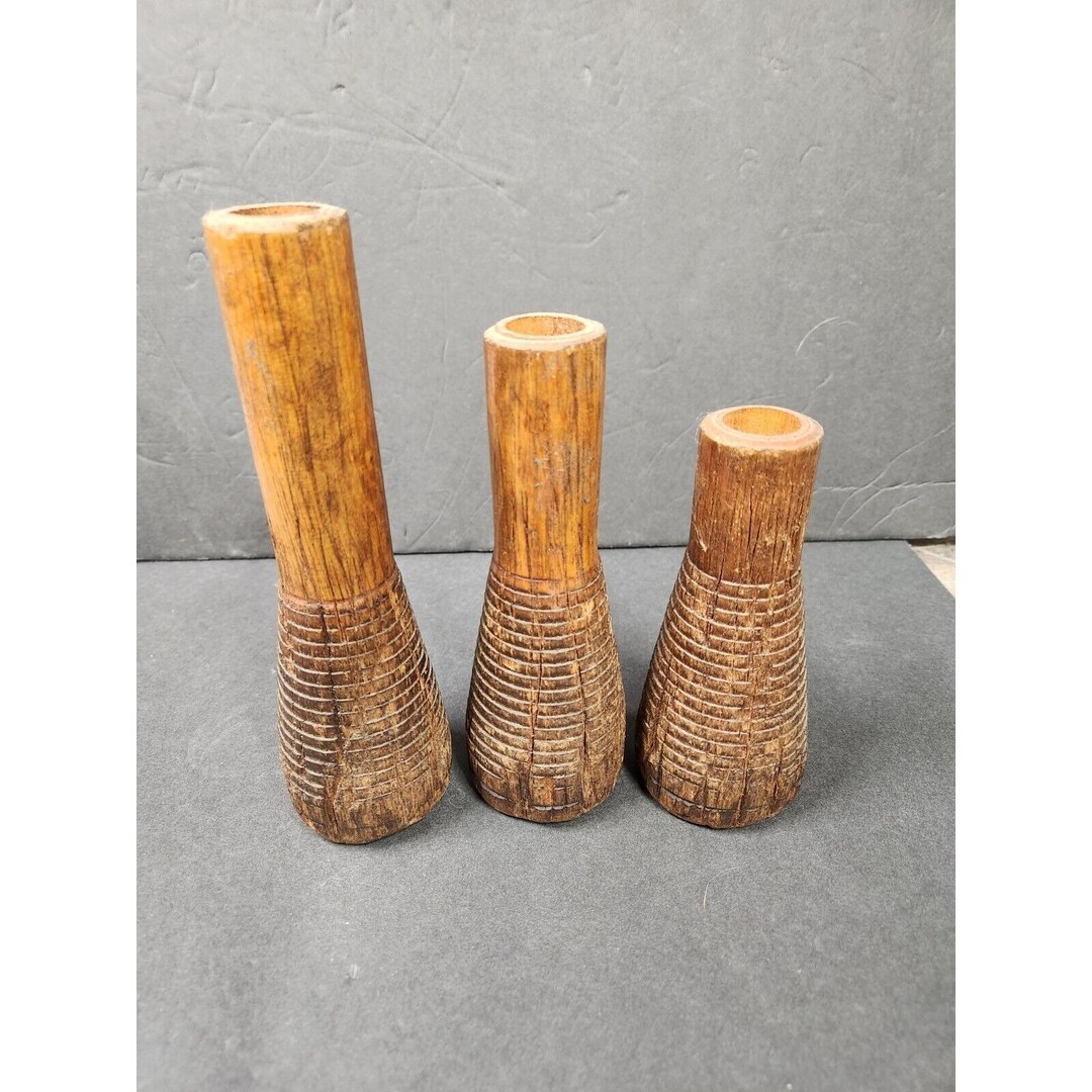 Vintage Primitive Industrial Wooden Spool Bobbin Textile Candle Taper ...