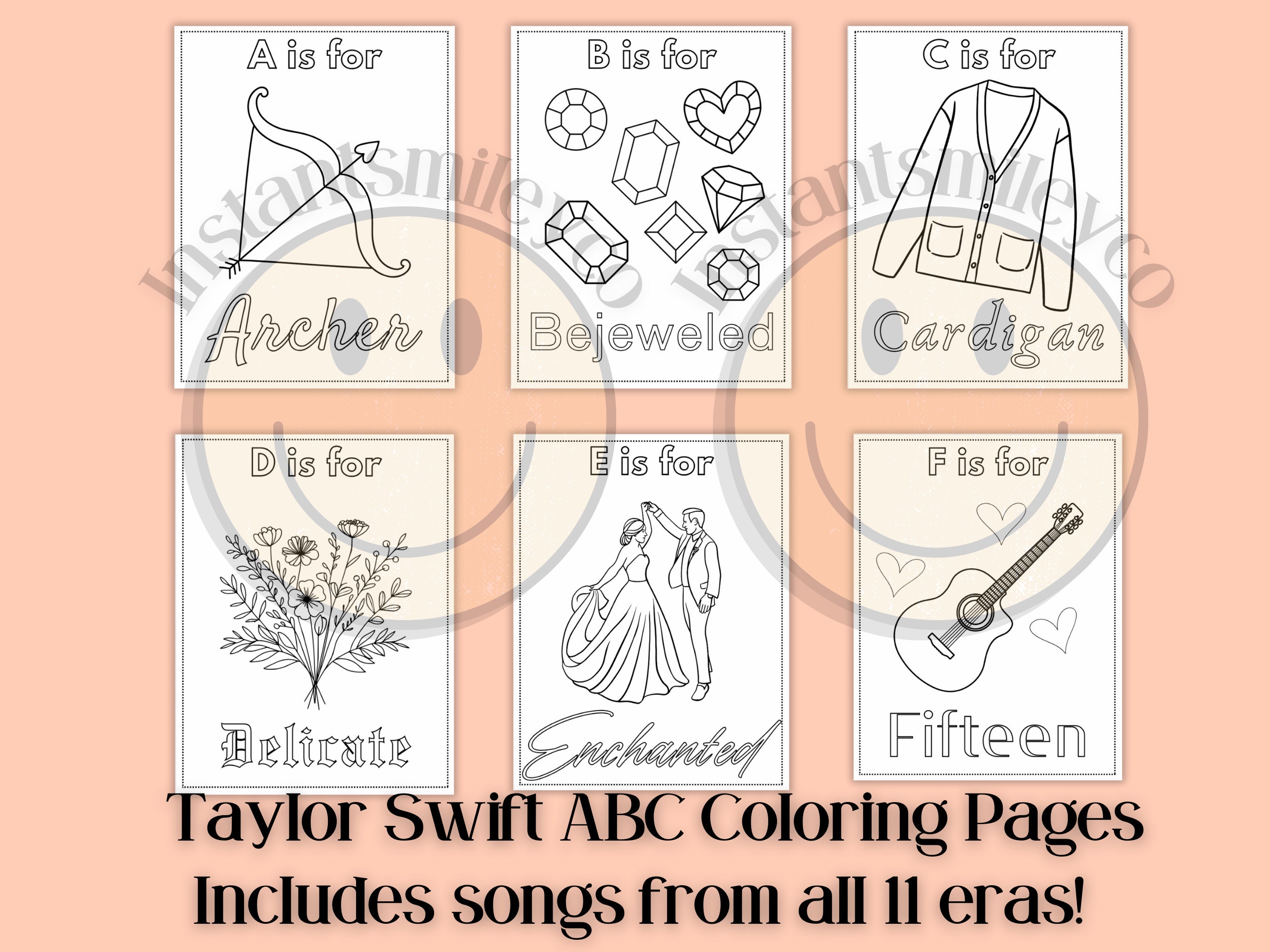 Swiftie ABC Coloring Book, Instant Download, Digital Download, Swiftie ...