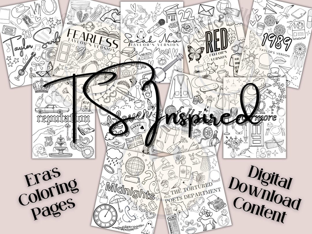 Eras-inspired Coloring Book, 11 Eras Coloring Pages, Taylor Era's ...