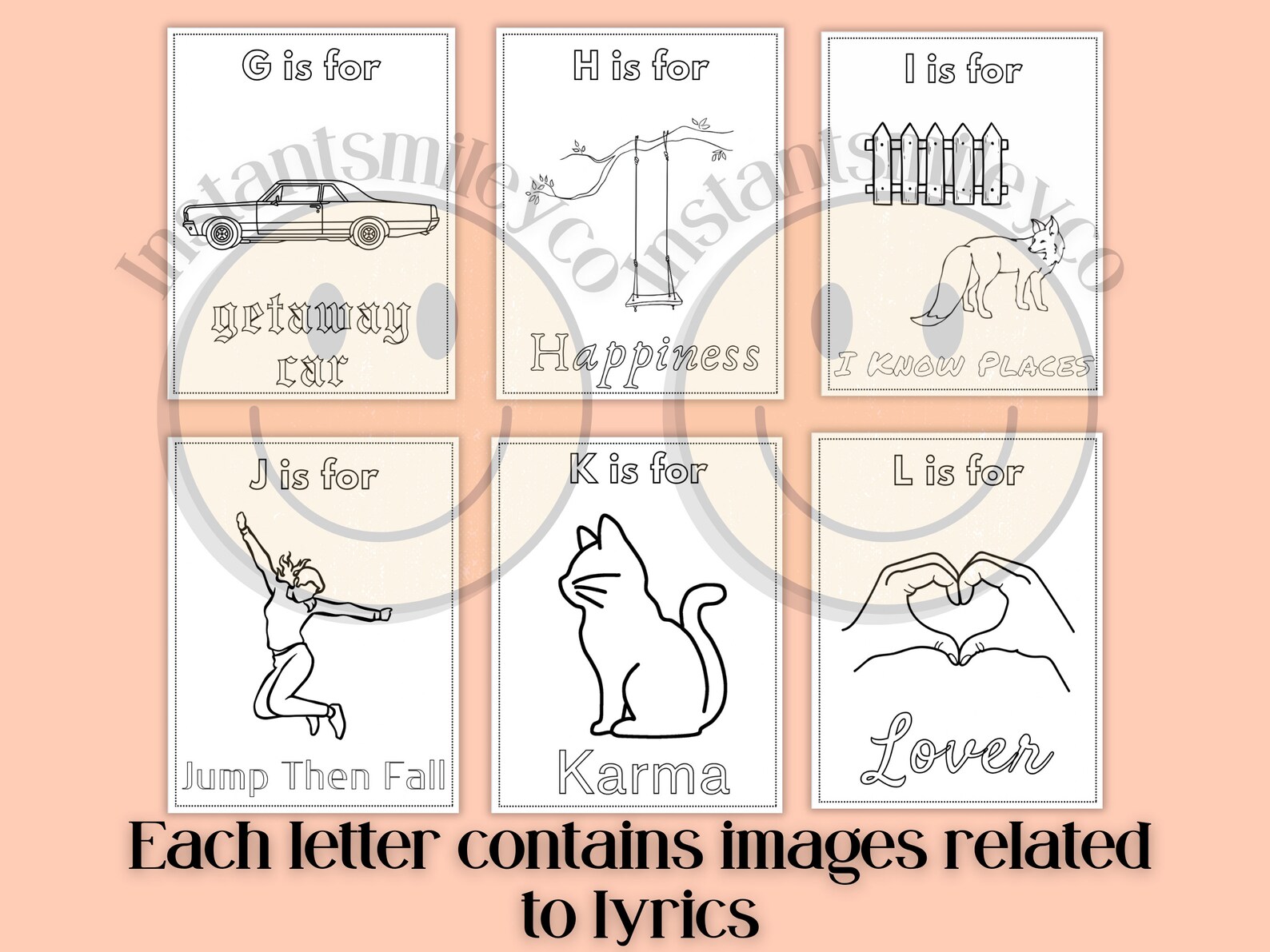 Swiftie ABC Coloring Book, Instant Download, Digital Download, Swiftie ...