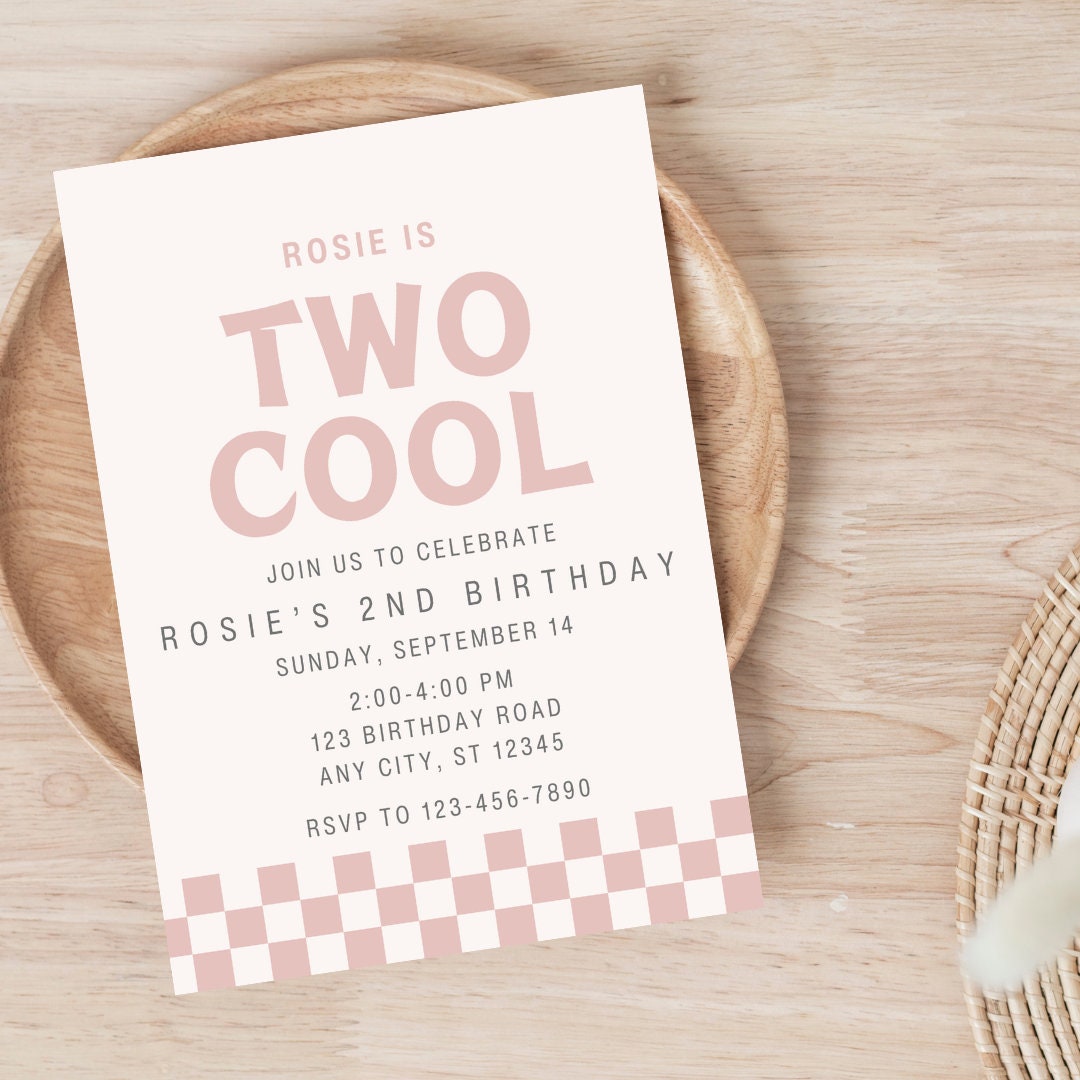 Two Cool Birthday Invitation, Editable Canva Template (digital Download ...