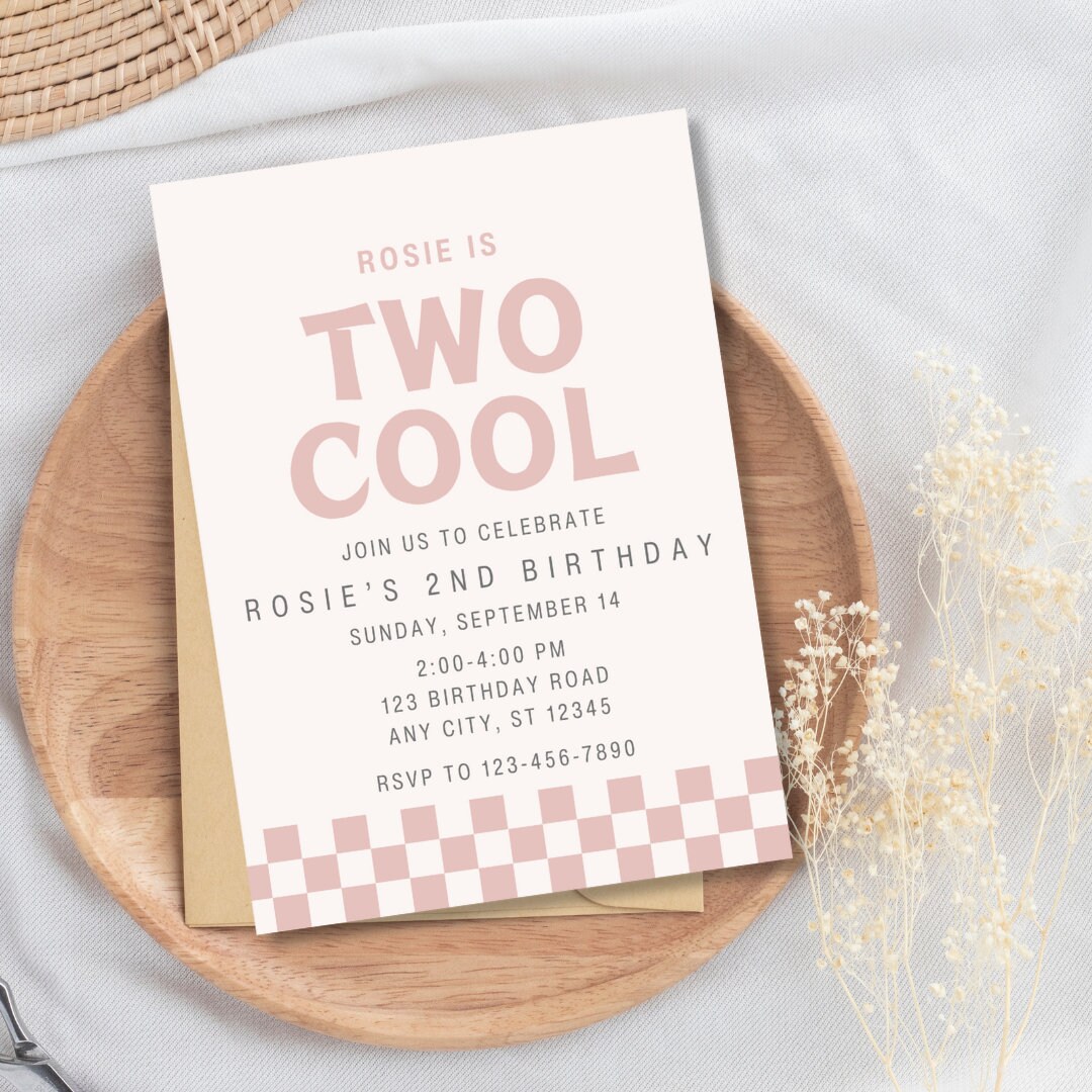 Two Cool Birthday Party Invitation, Digital Template, Instant Download ...