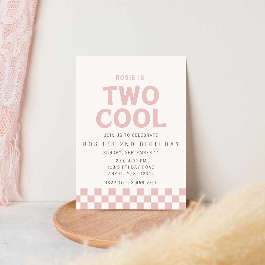 Two Cool Birthday Party Invitation, Digital Template, Instant Download ...
