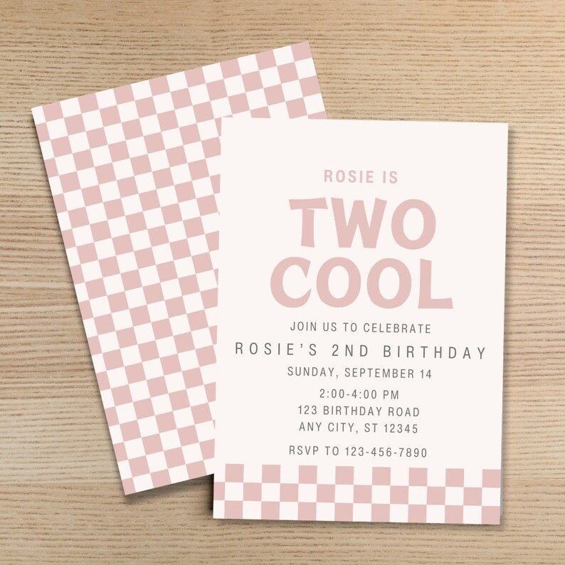 Two Cool Birthday Invitation, Editable Canva Template (digital Download ...