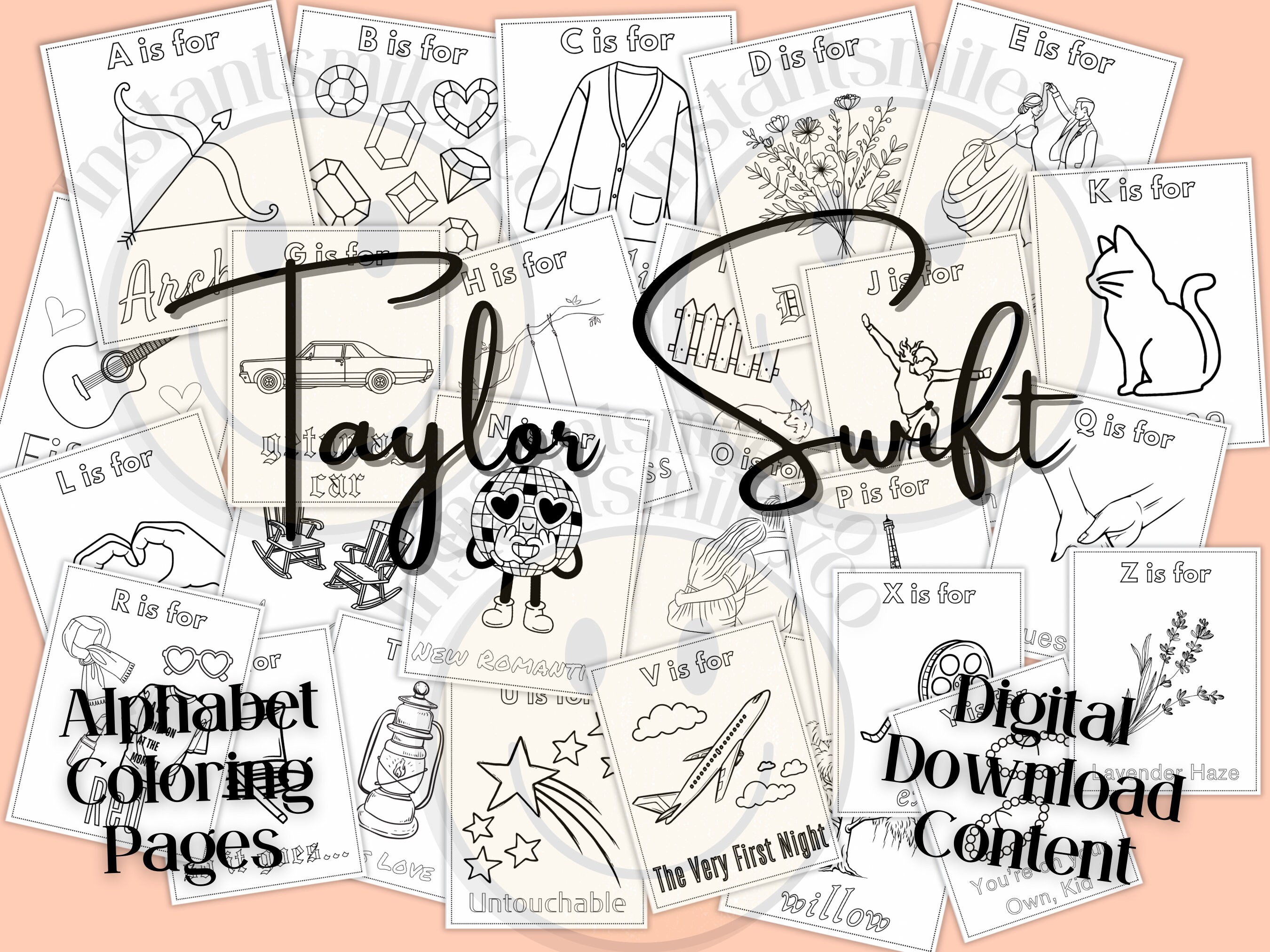 Swiftie ABC Coloring Book, Instant Download, Digital Download, Swiftie ...