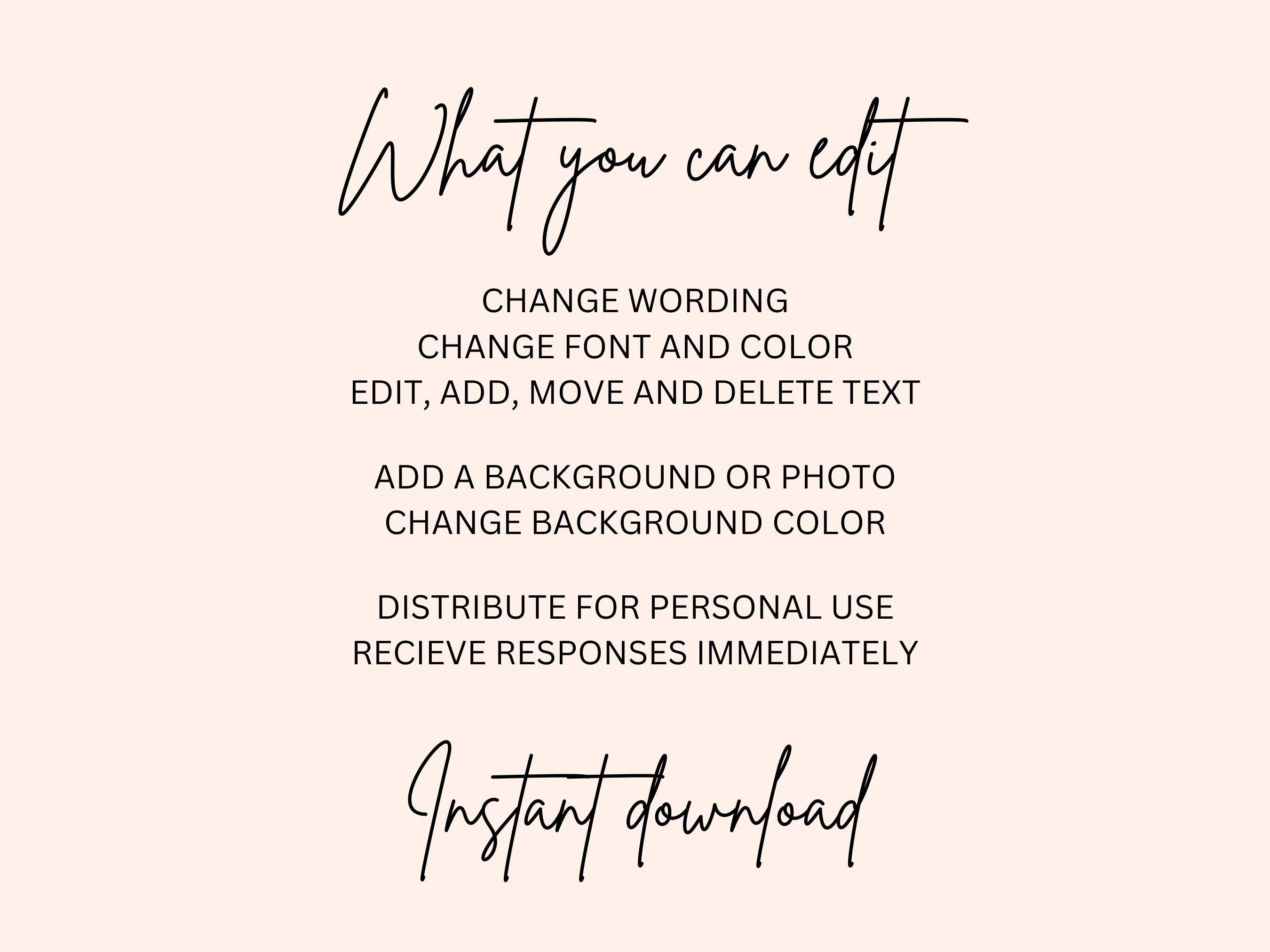 Bridal Party Survey, Wedding Planning, Digital Download, Bridesmaid ...