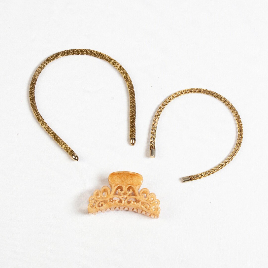1980s Gold Hair Accessory Set | Royalcore | Headband | Vintage - Etsy