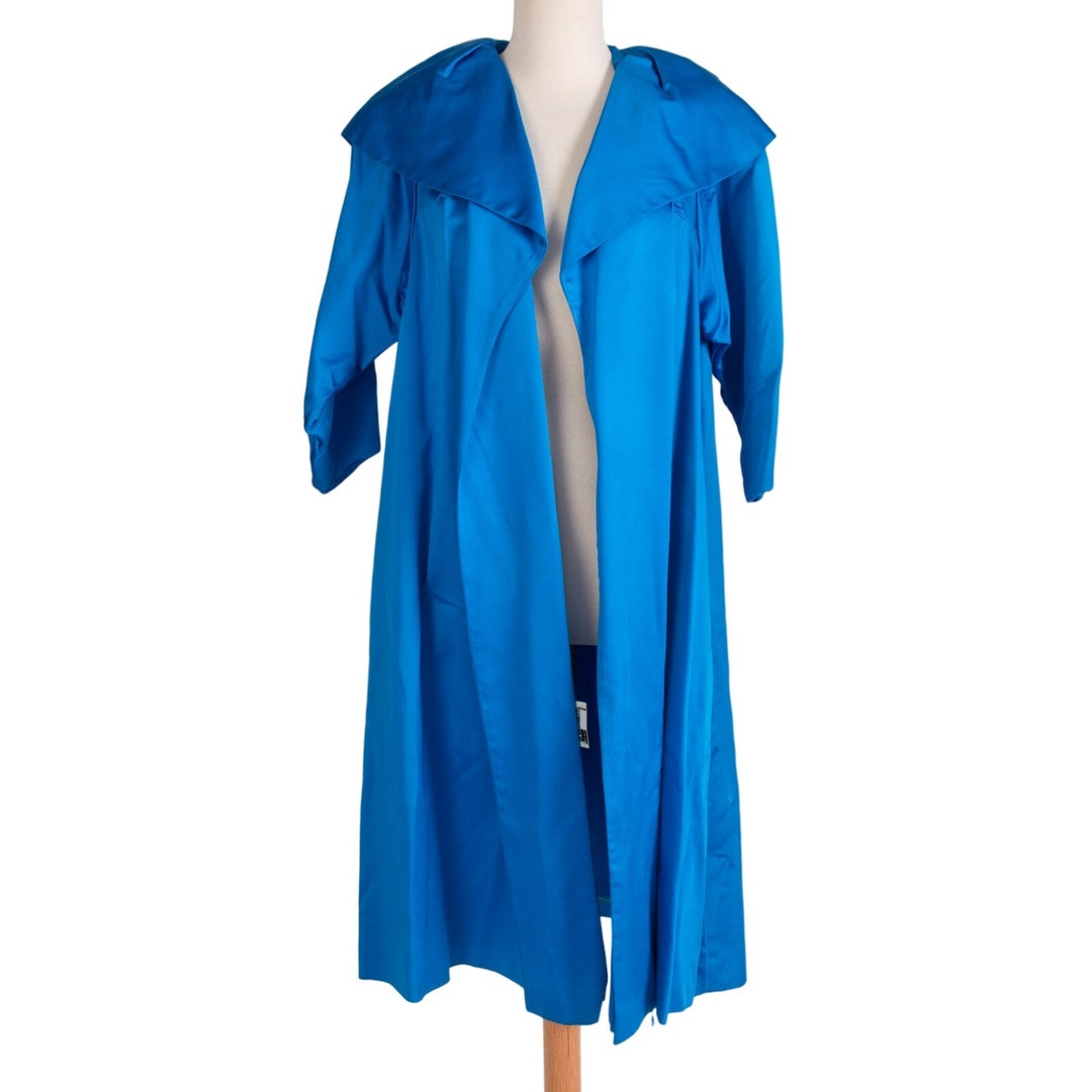 1950s Long Blue Swing Coat One Size Taffeta Vintage - Etsy
