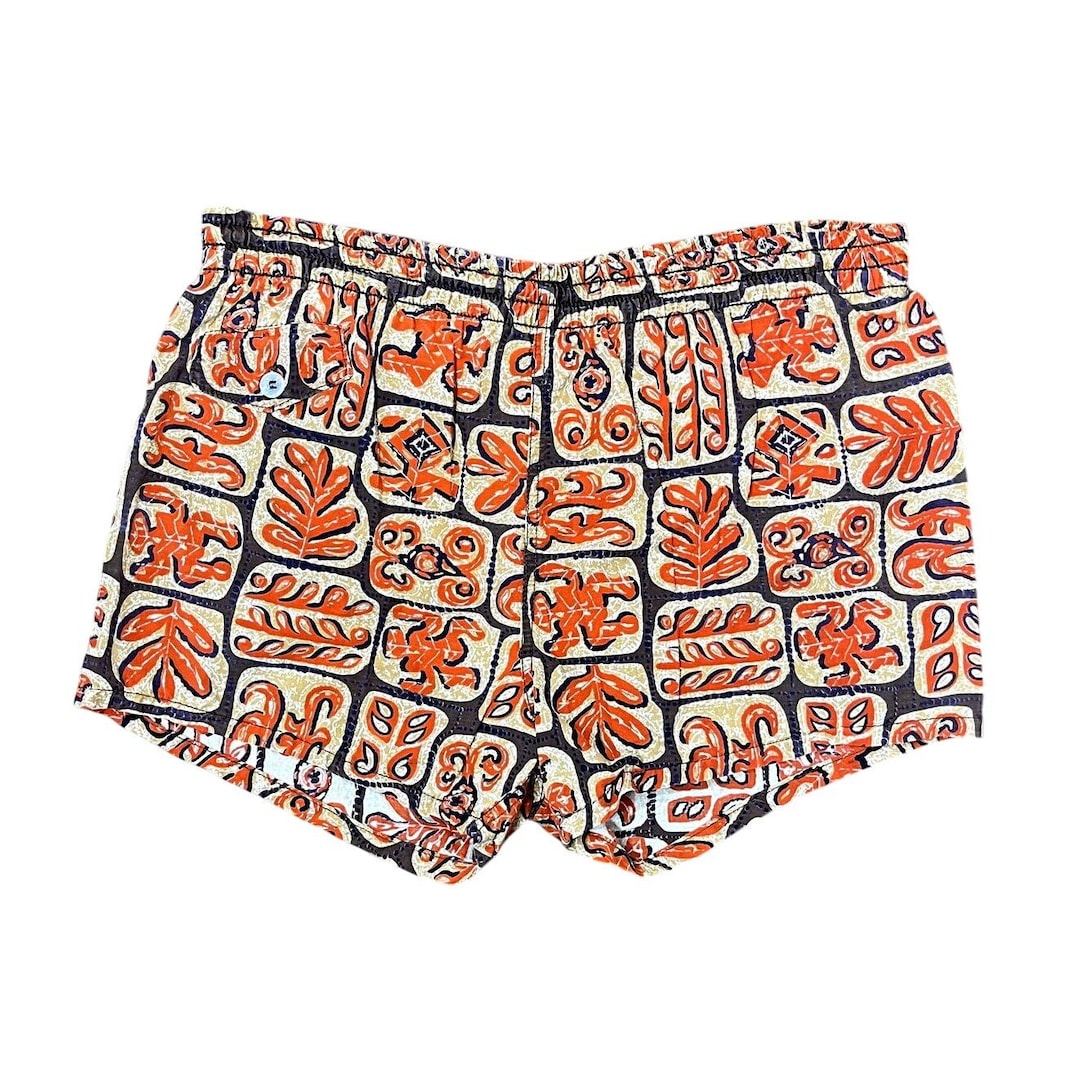 50s Mens Swim Shorts | Orange and Brown | Medium | Vintage - Etsy