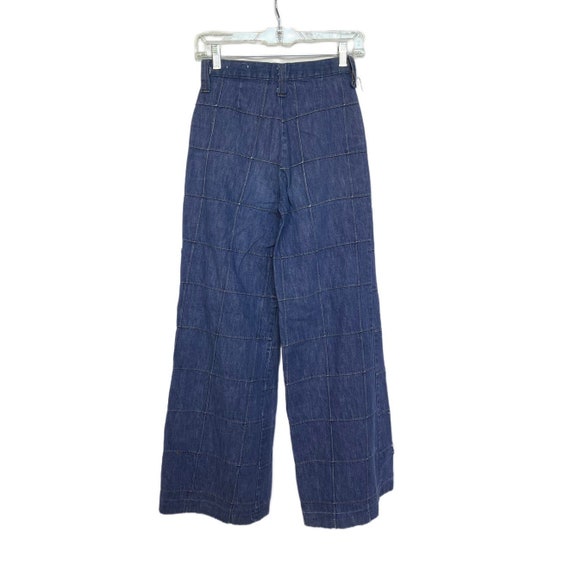 1970s Window Pane Denim Bellbottoms | Waist 26 | Inse… - Gem