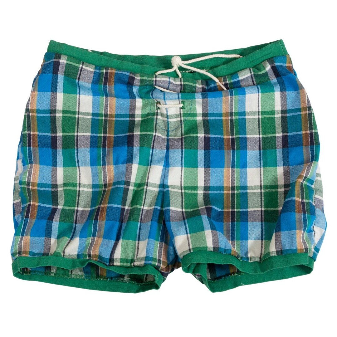 1960s Mens Plaid Swim Shorts | Green & Blue | Size 32 | Vintage - Etsy