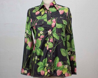 Strawberry Print Blouse - Etsy