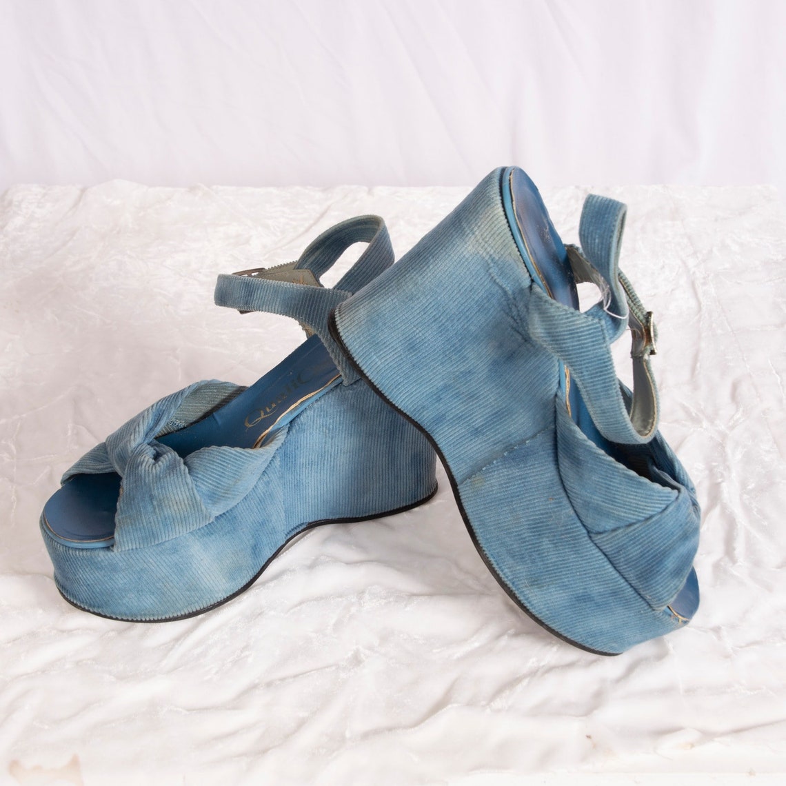 1970s Blue Corduroy Wedges | Size 8.5 | Womens | Vintage - Etsy