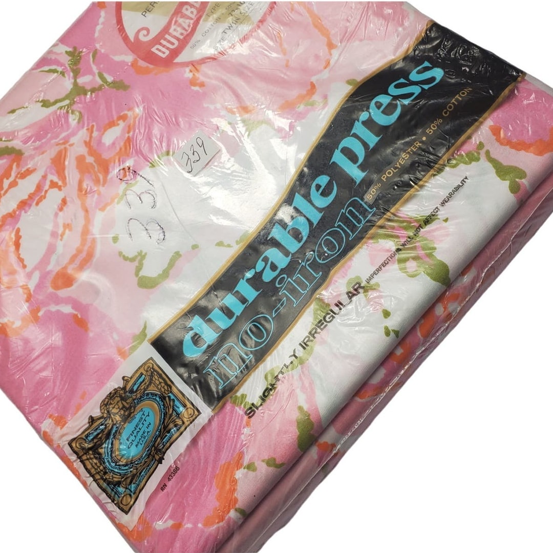 1960s Pink Floral Twin Flat Sheet | New Old Stock | Vintage - Etsy